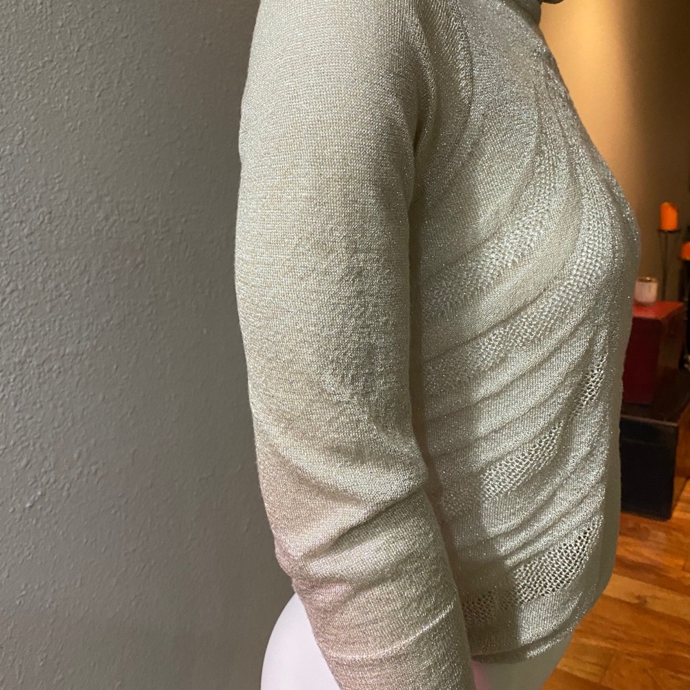 Anthropologie Metallic Gold Crochet Pattern Top - Gem